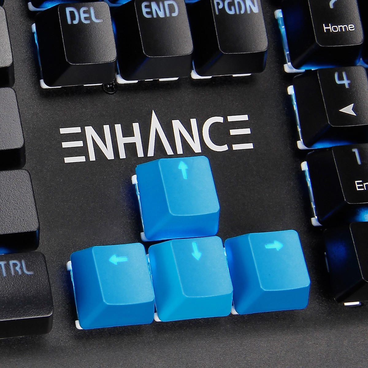 ENHANCE PBT Keycaps Set Doubleshot Key Caps Gaming Keyboard Upgrade Kit - Plastic Backlit Clear WASD Compatible with Mechanical Switches - Keycap Puller, Dust Brush and Microfiber Cloth - Blue