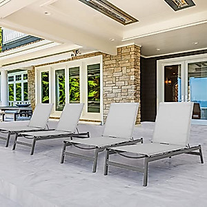 HAPPATIO Patio Chaise Lounge,Patio Lounge Chair with Breathable Textilene Fabric,Outdoor Patio Lounge Chairs for Patio Backyard Porch Poolside(Light Gray)