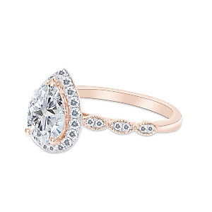 SAVEARTH DIAMONDS 14k Rose Gold Over Sterling Silver Teardrop Infinity Design, Center 12X8MM (2.75 Ct) Pear Cut Moissanite Lab Created Diamond Engagement Promise Ring For Women (3.25 Ct) Size-5.5