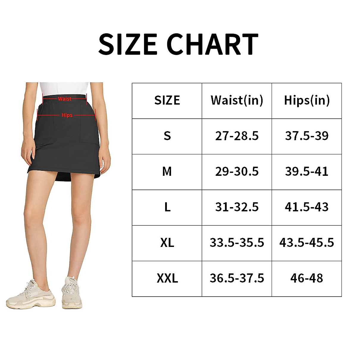LastFor1 Women's Golf Skorts Lightweight Athletic Skirts UPF 50+ Elastic Waist with Shorts for Casual Outdoor Tennis Black L
