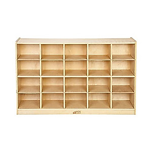 ECR4Kids 20 Cubby Mobile Tray Storage Cabinet, 4x5, Classroom Furniture, Natural