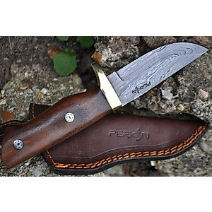 Perkin Knives- Custom Handmade Damascus Hunting Knife - Beautiful Camping Knife