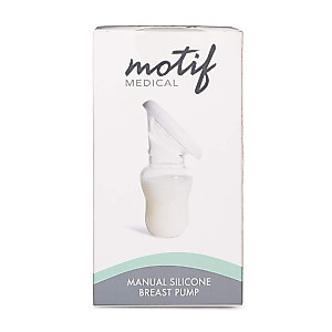 Motif Medical, Manual Silicone Breast Pump, 100% Food Grade Hand Breastmilk Pump for Breastfeeding Moms, Newborn Baby Essentials Clear