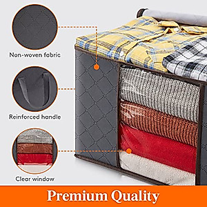 Lifewit 8 Pack 60L Clothes Storage Bag, Bundle with 4 Pack 60L Clothes Storage Bag Organizer, Grey