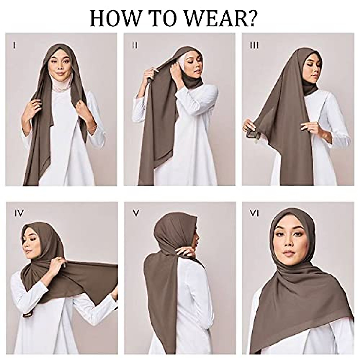 6 Pcs Soft Chiffon Scarf Shawl Long Scarf Wrap for Evening Dresses, Chiffon Hijab Scarves Headwrap for Women(Set 01)
