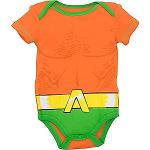 Warner Bros. Justice League Baby Boys' 5 Pack Superhero Bodysuits - Batman, Superman, The Flash, Aquaman and Green Lantern (6-9M)