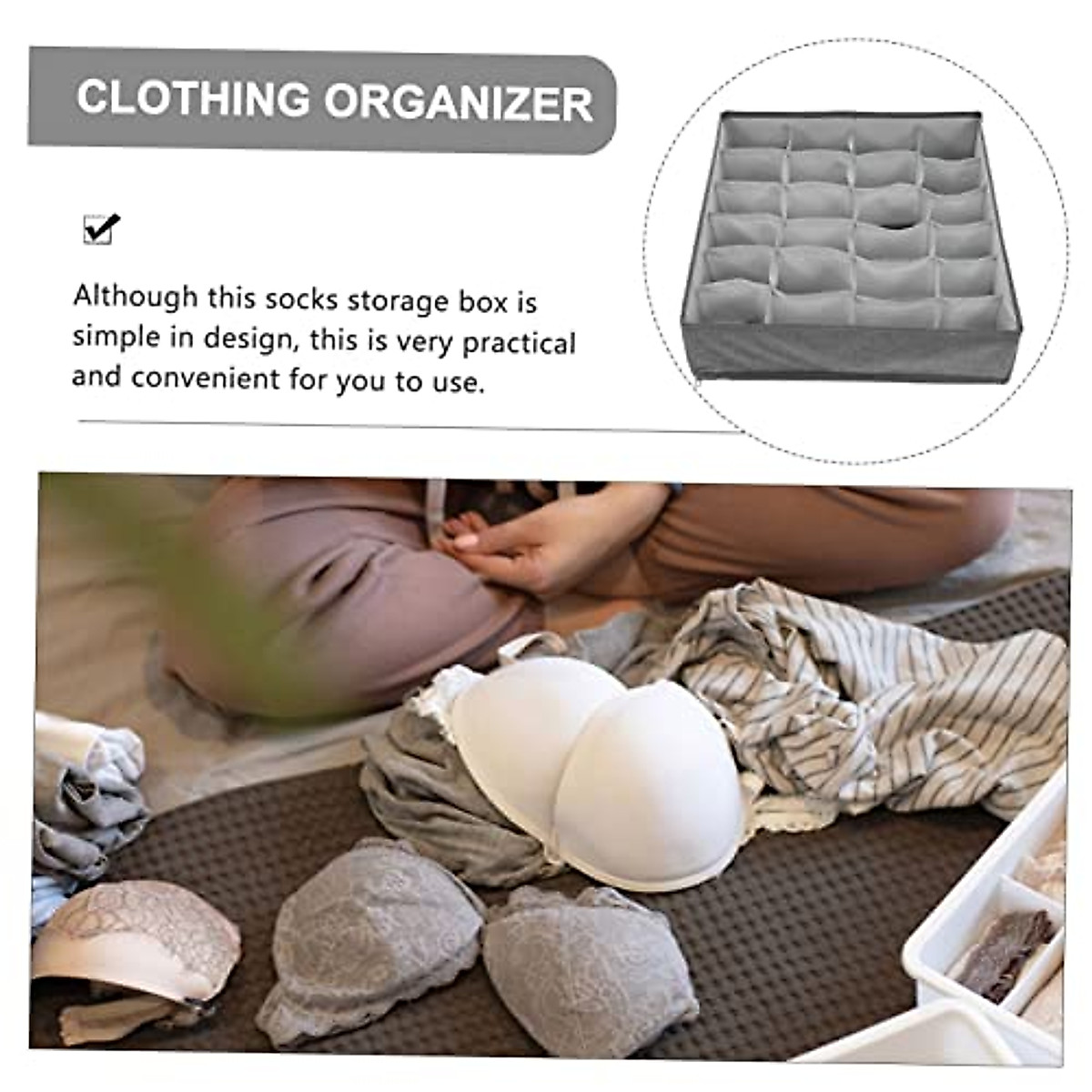 Cabilock 3pcs Fabric Sock Box Dresser Divider Hanging Drawers for Closet Clothing Storage Box Panty Organizers Clothing Organizer Sock Organizer Drawer Organizer for Clothing Sock Divider