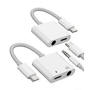 USB-C to 3.5mm Headphone Audio Adapter(2Pack) 2in1 DAC Type C Jack AUX Splitter Charger Dongle Cord Compatible for Samsung Galaxy LG Google Pixel Apple iPhone15 Pro Max Plus iPad 10、Air4/5、Mini6、12.9