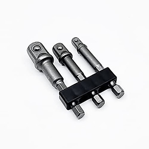 Impact Socket Adapter Set, PTSLKHN 3 PCS | 1/4", 3/8", 1/2" Drive, Socket Adapter for Drill, 3/8 to 1/2 Socket Adapter, 3/8 to 1/4 Socket Adapter, Adaptation to High Torque Impact Wrenches