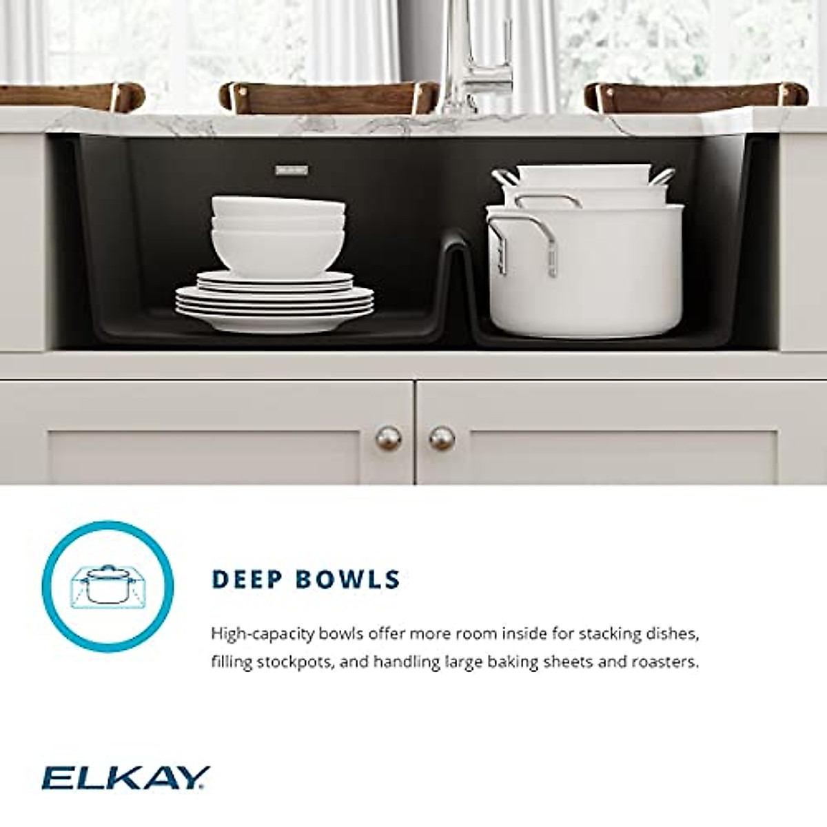 Elkay Quartz Classic ELGHU3322RMC0 Mocha Offset 60/40 Double Bowl Undermount Sink with Aqua Divide