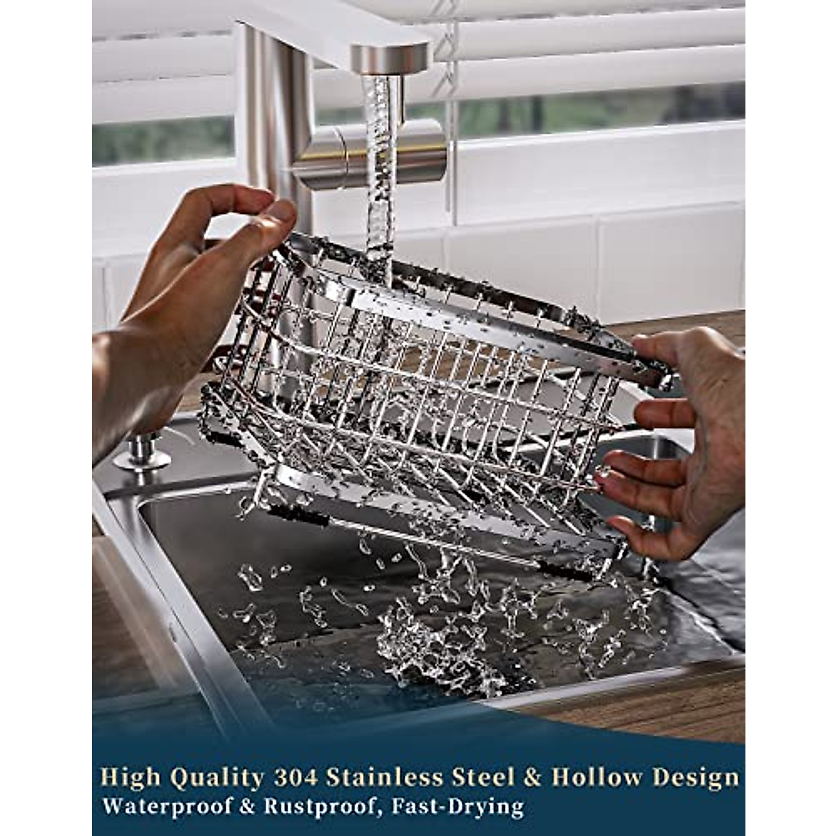Consumest 5-in-1 Sink Caddy Kitchen Sink Organizer with Drip Tray, Multifunctional Sponge Holder for Kitchen Sink, Rustproof Stainless Steel Sink Sponge caddy for Dishcloth, Sponge, Brush - Silver