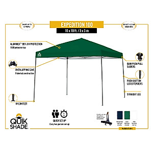 Quik Shade 10' x 10' Expedition 100 Square Feet of Shade Straight Leg Base Outdoor Pop-Up Canopy - White