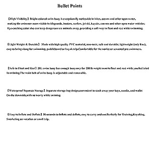 YW 2 Pack 20L Waterproof Dry Bags Swim Bouy Float Swimming Marine Safety Inflatable Bubble Bag Visible with Storage Space & Adjustable Waist Belt,Lightweight for Swimmer,Training,Kayaking,Snorkeling