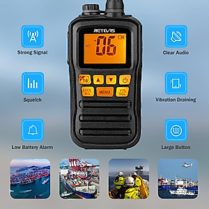 Retevis RM01 Ship to Shore Radio Handheld, Marine Walkie Talkies Waterproof, Floating, NOAA Weather Alert, Marine Two-Way Radios (2 Pack)