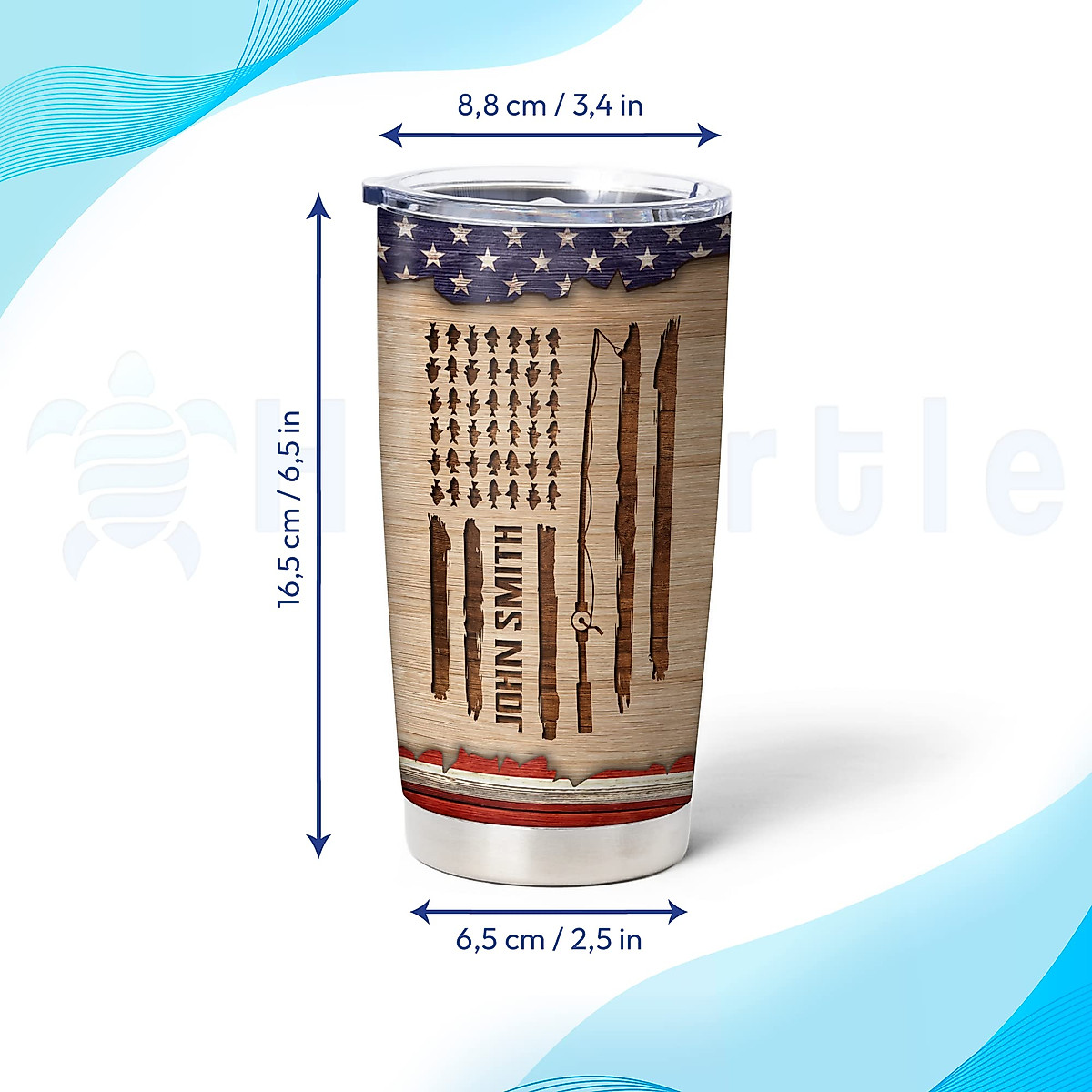 Hyturtle Personalized Fishing Gifts For Men - Stainless Steel Tumbler Cup 20oz For Fishing Lover - Reel Cool Dad Birthday Gifts for Dad Men Husband & Fathers Day Gift From Daughter Son Wife