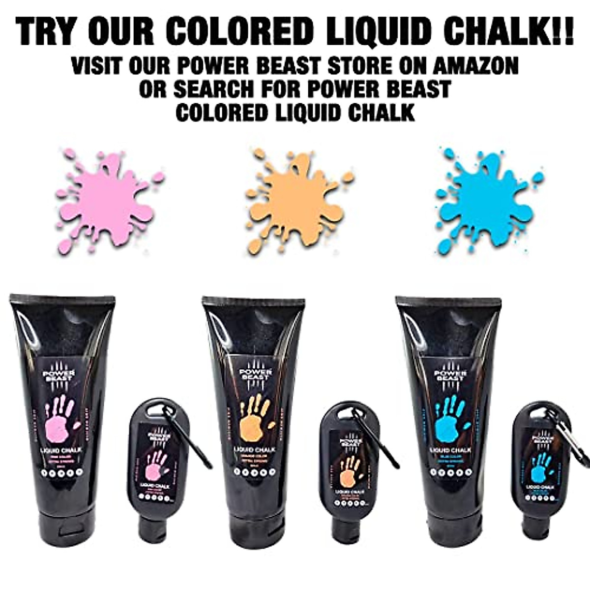 POWER BEAST Liquid Chalk, 2 Bottles Combo of 200 + 50 ML, Liquid Sports Chalk, Free Professional Hand Grip for Gym, Weightlifting, Rock Climbing, Gymnastics, Crossfit, Powerlifting, Pole Dance.
