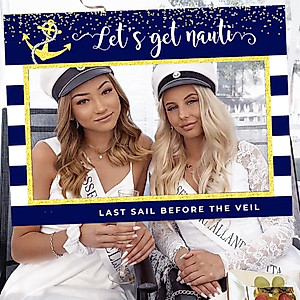 LaVenty Nautical Bachelorette Party Decorations Boat Last Sail Before The Veil Party Supplies Nautical Bridal Shower Party Supplies Get Nauti Party Photo Booth Props Frame Bridal Shower Photo Frame
