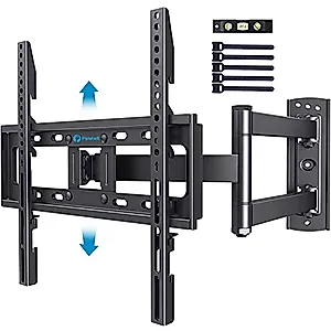 Pipishell Full Motion TV Wall Mount for Most 26-60 inch Flat & Curved TVs up to 77 lbs, Single Articulating Arm, Adjustable Bracket Height, Extension, Max VESA 400x400mm, PIMF9