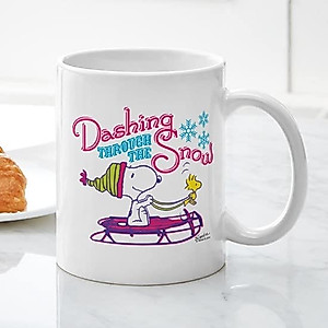 CafePress Snoopy And Woodstock Dashing Through Sn Large Mug Ceramic Coffee Mug, Tea Cup 11 oz