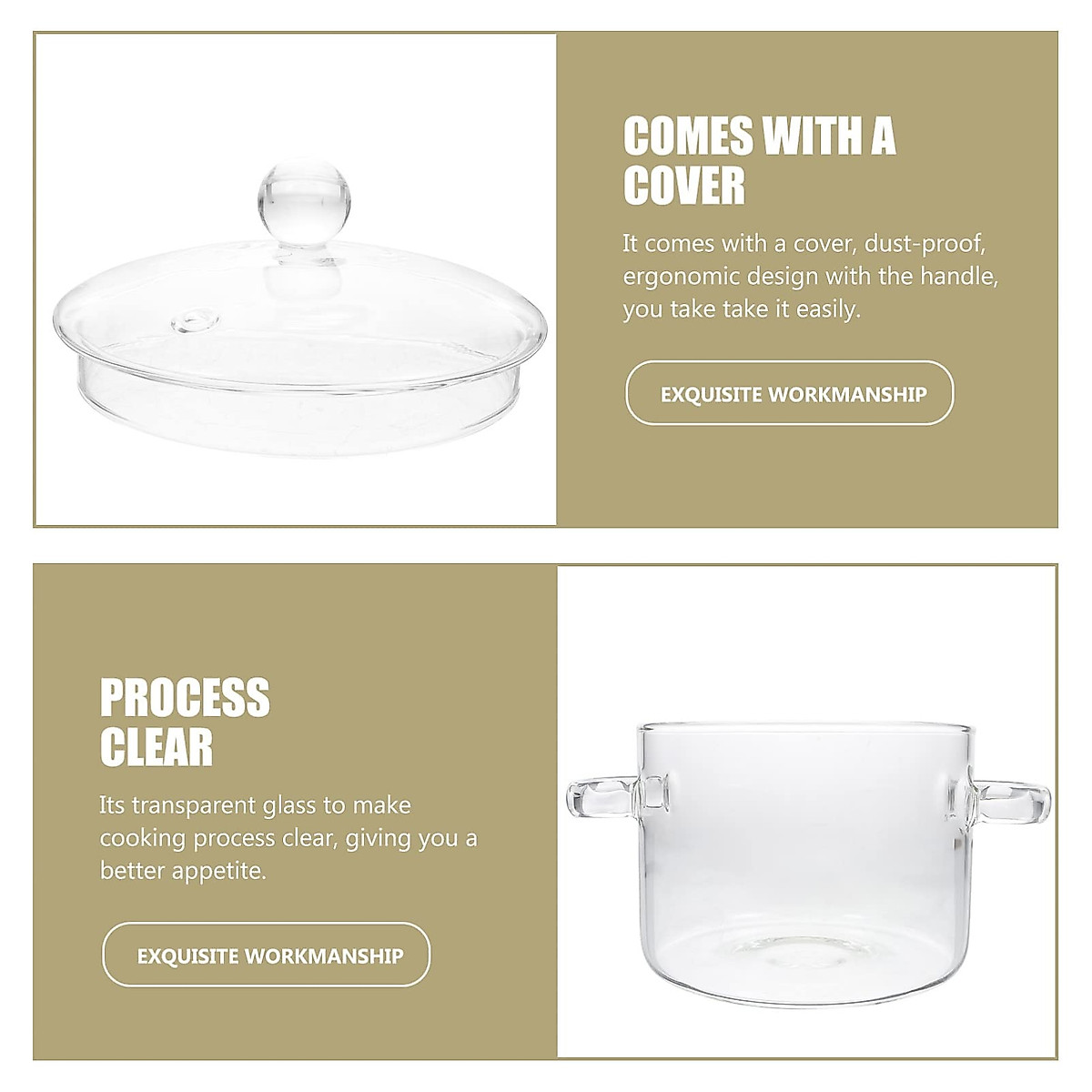 GANAZONO Glass Cooking Saucepan Stovetop Borosilicate Glass Cooking Pot with Lid and Handle Kitchen Pot for Pasta Noodle Soup Milk