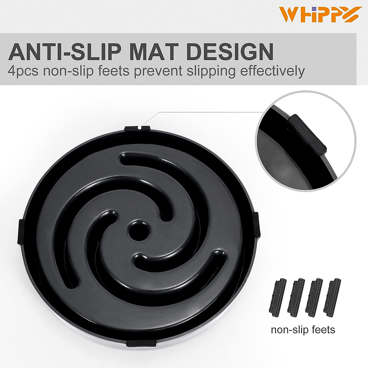 WHIPPY Slow Feeder Bowl for Small Medium Dog Fun Maze Feeder Dog Food Water Bowl Anti-Slip Puzzle Bowl No Chocking Healthy Interactive Bloat Stop Dog Bowl Dish,Medium,Black