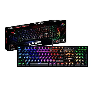 Digifast LK32 Mechanical Gaming Keyboard | RGB Backlit Gaming Keyboard - Optical Linear Switches - 100 Million Durability | Customizable Color | Textured Surface | Water-Resistant Design (Black)