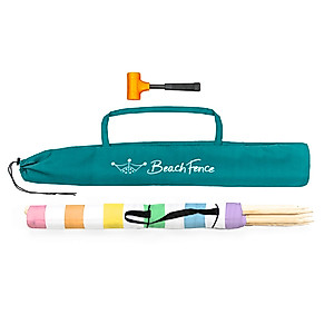 BEACH FENCE Premium 20 ft Beach Windscreen, Privacy Screen, Wind Blocker - Pastel Perfect, Free Rubber Mallet and Carry Bag Included