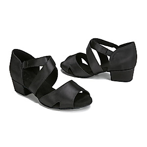 YYTing Women Swing Latin Ballroom Dance Shoes (Suede Sole, Elastic Closure) 1.5 inch Heel YT27(8.5,Black)