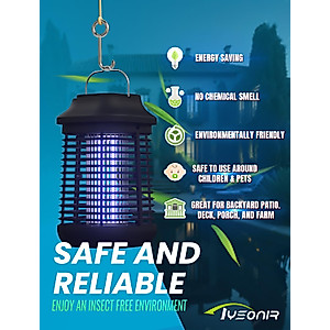 15W Bug Zapper, Mosquito Zapper Fly Zapper, Electronic Mosquito Repellent to Trap Bug Insect Fly Indoor Outdoor, 15W Bug Light & Extra 1 Replacement Lights