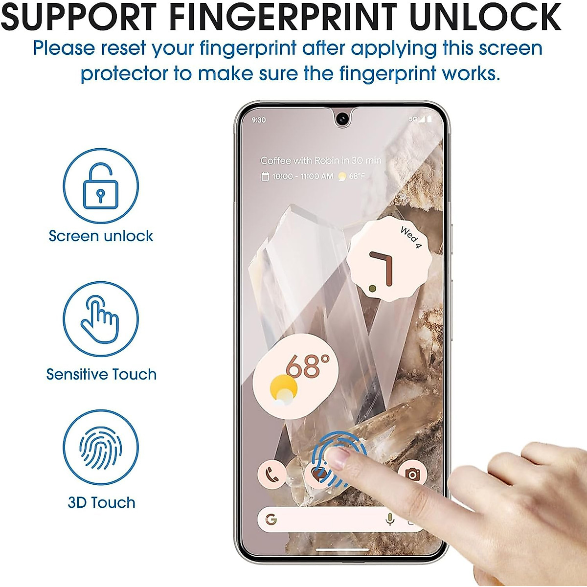 amFilm 3+1 Pack for Google Pixel 8 Pro Screen Protector 6.7" Tempered Glass, Ultrasonic Fingerprint Compatible, with Easy Installation Frame, Anti Scratch, Bubbles-Free, Case Friendly