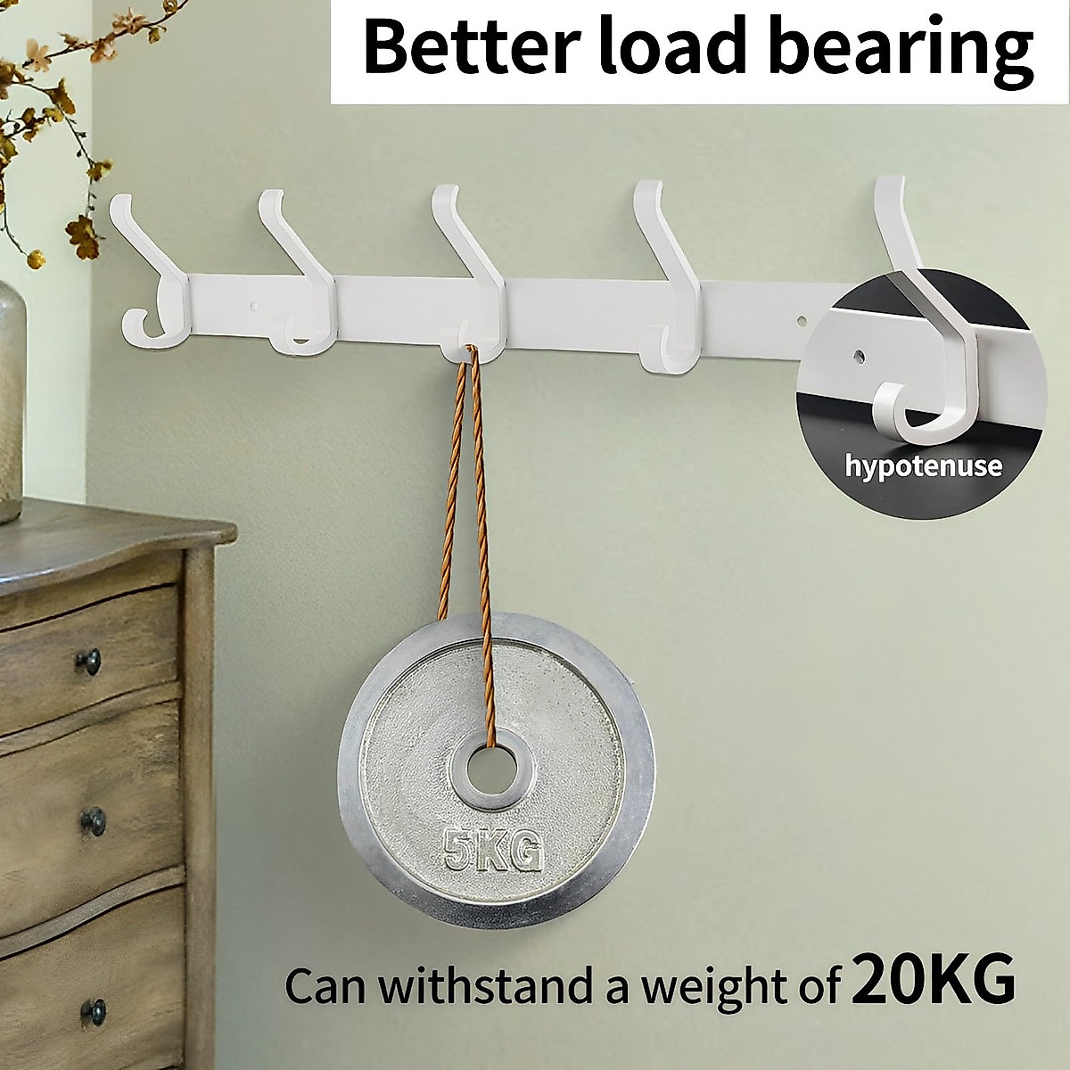 STAOVA 2 Pack Coat Rack Wall Mount,17.3 in Wall Hooks for Hanging, Coat Hanger Wall Mount Towel Rack Hat Rack for Wall with 10 Hooks for Entryway, Bedroom, Bathroom (White)