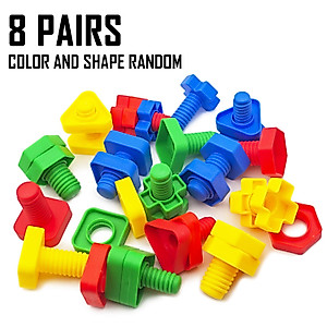 EJLIFEBOX 14 Pack Jumbo Nuts Bolts and Matching Eggs Fine Motor Skills Toys Set for Toddlers, Matching Color and Shape Game Toy Improve Motor Skills