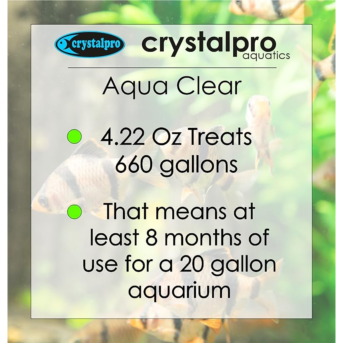 Crystalpro Water Clarifier 4.22 Oz - Aqua Clear Treats 660 Gallons - Water Clarifier for Fish Tank Clears Cloudy Water for Freshwater Aquariums and Fish Pond - Aquarium Water Clarifier
