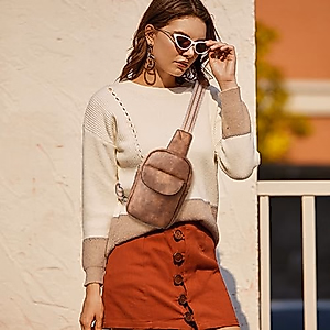 Imperial HORSE Small Fanny Packs Sling Bag for Women Crossbody, Crossbody Bags for Women Men, Belt Chest Bag Waist Packs for Women for Shopping Travel, 1-2 Brown