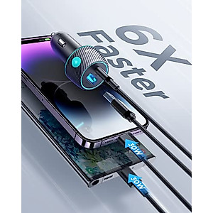 USB C Car Charger, 60W 2-Port Super Fast Car Charger Adapter, JOYROOM PD 30W & QC 30W & PPS 25W Fast Car Charger for iPhone 14/13/12, iPad Pro, Samsung Galaxy S22/21/Pixel 7/Moto/LG,7 Color Modes