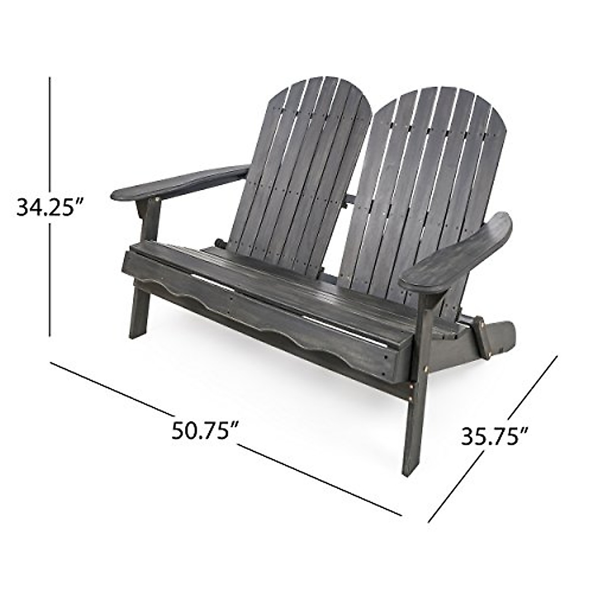 Christopher Knight Home Great Deal Furniture Muriel Outdoor Dark Grey Finish Acacia Wood Adirondack Loveseat