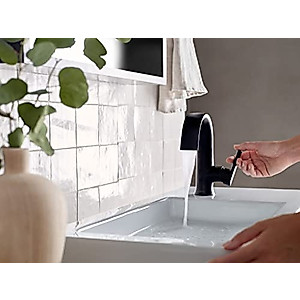 Moen Doux Matte Black One-Handle High Arc Laminar Stream Bathroom Faucet, S6910BL