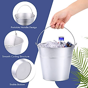Didaey 24 Pcs Metal Wine Bucket Bulk 3 Quart Beer Bucket Ice Pails with Handle Party Beverage Chiller Champagne Soda Ice Bucket for Christmas Picnic Buffet BBQ Home Bar Club Drinking Party Supplies