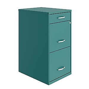 Hirsh Industries Space Solutions 18in Deep 3 Drawer Metal Organizer File Cabinet Teal, Letter Size, Fully Assembled