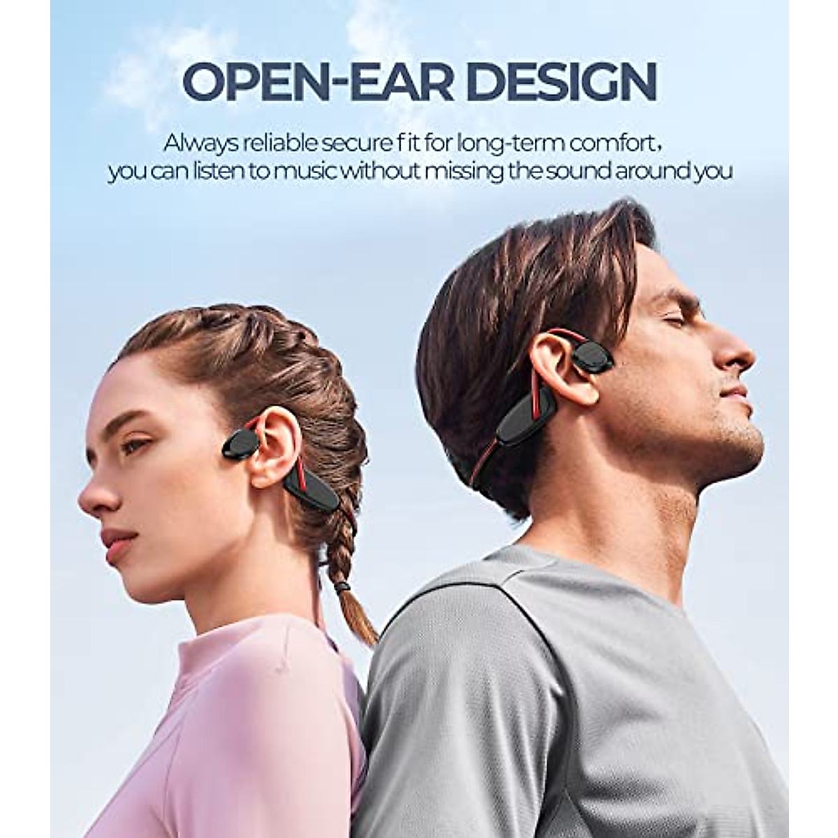 Spobri Bone Conduction Headphones Bluetooth, Open Ear Headphones Wireless, Bluetooth 5.3 Sport Headphones with Microphones,IPX6 Waterproof Earphones for Workout, Running, Gym, Hiking, Cycling