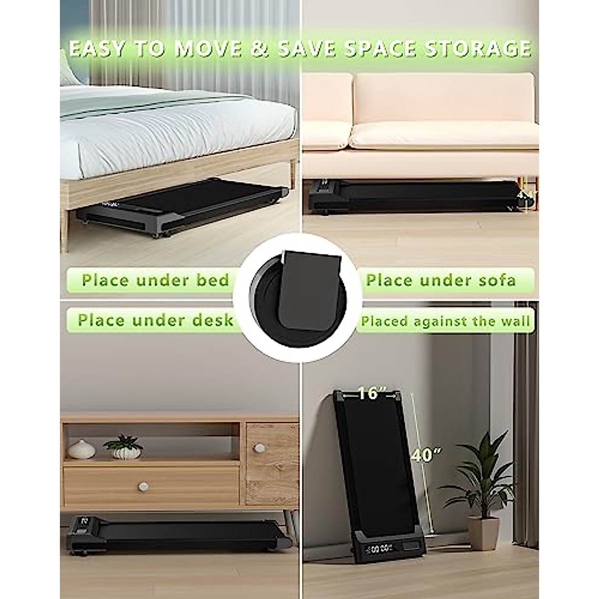 Walking Pad Treadmill, 2 in 1 Under Desk Treadmill with Remote Control, Compact Mini Treadmill in LCD Display, Installation-Free Jogging Machine for Home/Office.D1-Black…