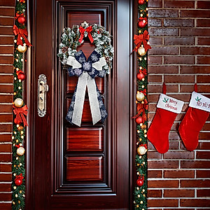 On-Airstore Large Christmas Wreath Bows, Christmas Navy Blue Snowflake Ribbon Bows for Wreaths, Large Tree Topper Bows for Christmas Home Garden Indoor Outdoor Decoration Wreath Ornament Supplies