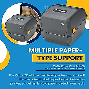 Zebra ZD421 Thermal Transfer Desktop Printer 203 dpi Print Width 4-inch USB Ethernet ZD4A042-301E00EZ | Includes JetSet Label Software