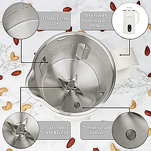 Geniuslix Automatic Vegan Nut Milk Maker Machine - Auto Clean & Temperature Control Soy Milk Maker, Homemade Non-Dairy Beverages - Oat/Coconut/Cashew/Almond Milk Machine with Recipe