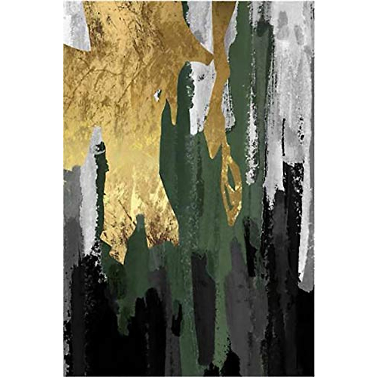 Modern Abstract Rug Light Luxury Carpet Emerald Green Gold Gray Area Rug Easy to Clean Stain Fade Resistant Living Dining Room Rugs,160 * 230CM