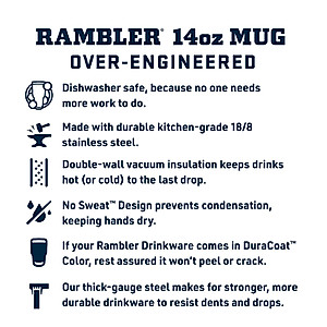 YETI Rambler 14 oz Stackable Mug, Vacuum Insulated, Stainless Steel with MagSlider Lid, Navy