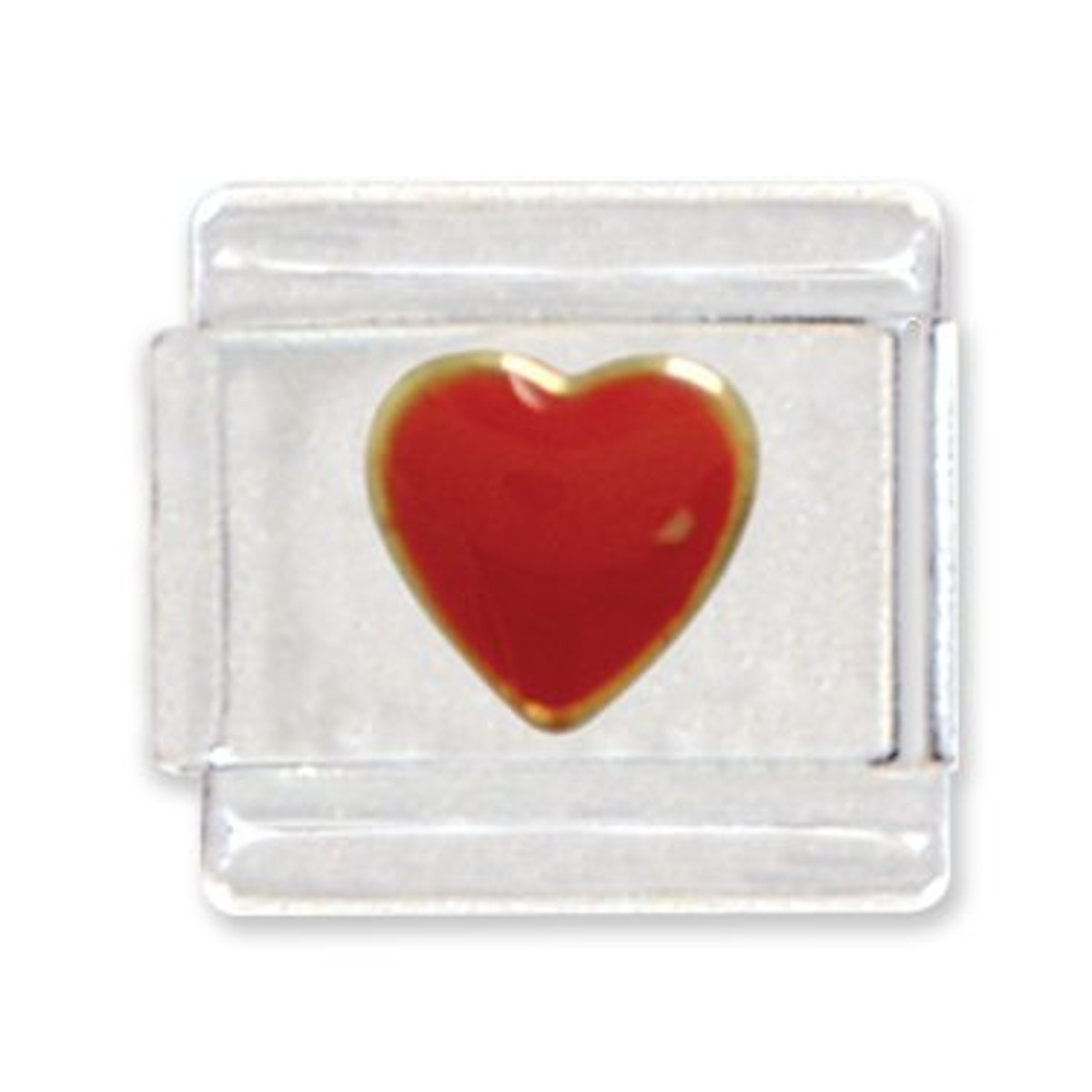 Clearly Charming Red Enamel Heart Italian Charm Bracelet Link