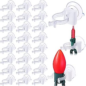 Christmas Light Suction Cup with Hook Window Suction Cup Christmas C7, C9 Light Clip Heavy Strength Heavy Duty Clear Plastic Transparent Suction Cup Light Bulb Mini Suction Cup Holder (25)
