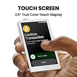 Crypto Hardware Wallet OneKey Pro - 4 EAL 6+ Highest Security Chips, 5000＋Coins & NFT, Anti-Tamper 3.5" TouchScreen, HD Camera & Bluetooth, Fingerprint Unlock, Cold Storage for BTC, ETH, SOL, BNB...