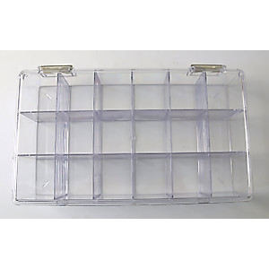 Clear 18 Compartment Storage Plastic Box 10 3/8" L x 6" W x 2" H - 1 Piece Per Pack
